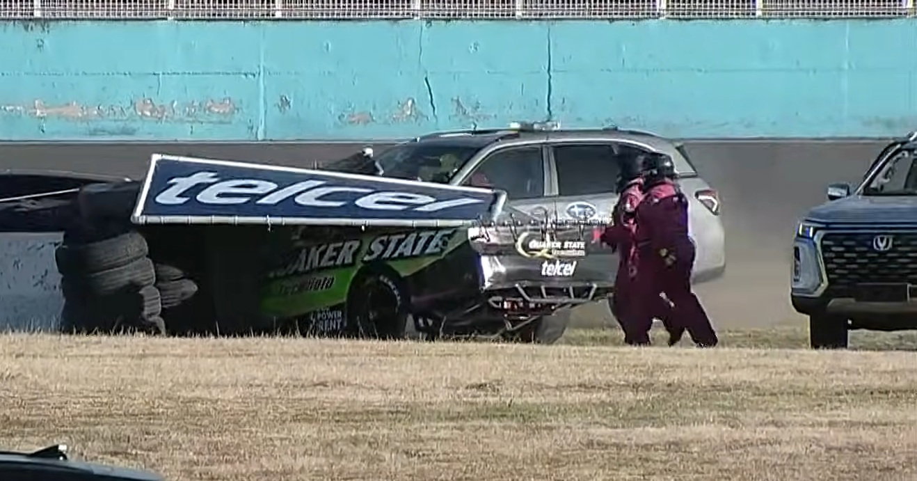 Absurd NASCAR incident as recovery vehicle rams crashed car | RacingNews365