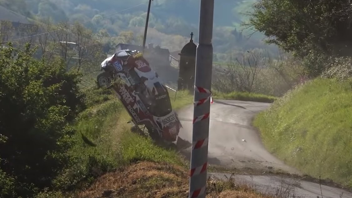 Video: Rally driver sent rolling down slope after flipping over in huge ...