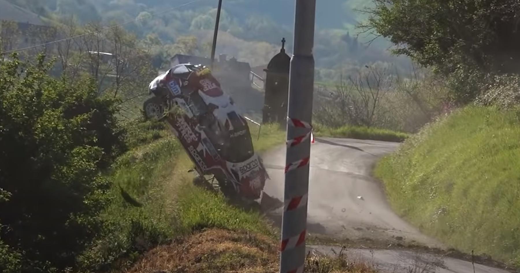 Video: Rally driver sent rolling down slope after flipping over in huge ...